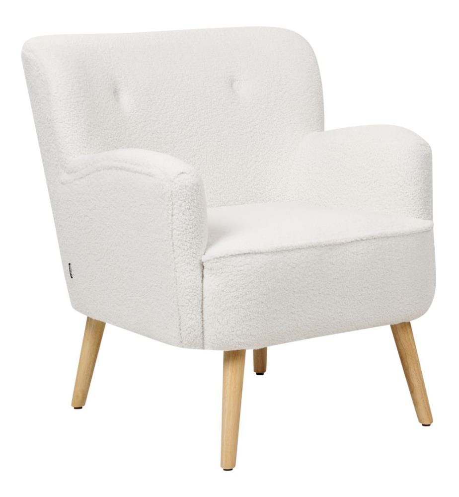 Sessel Weiss Bouclé Stoffbezug Helle Holzbeine m… | DeinDeal