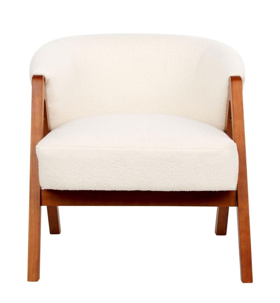 Sessel Weiss / Schwarz aus Bouclé Stoff ohne Arm… | DeinDeal