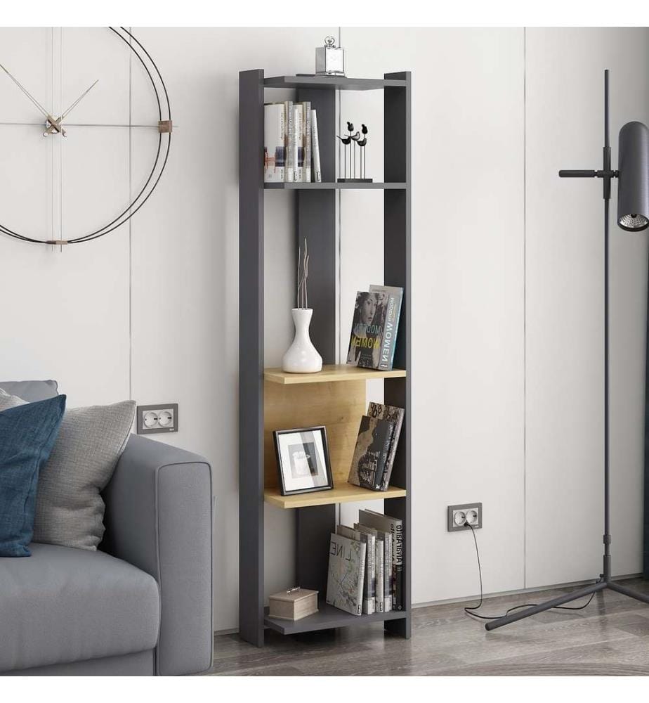 KALUNE DESIGN Bücherregal, Anthrazit, Eiche, Mel… | DeinDeal