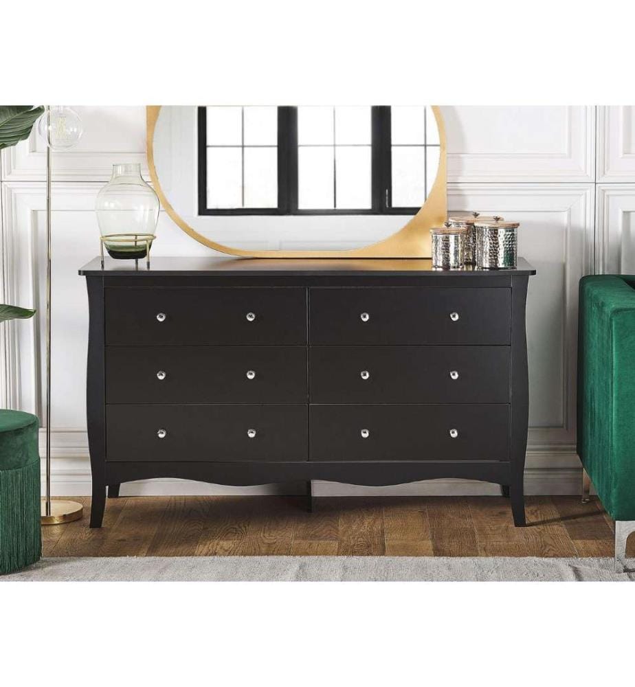 Commode Noire avec 6 Tiroirs Spacieux Meuble de … | DeinDeal