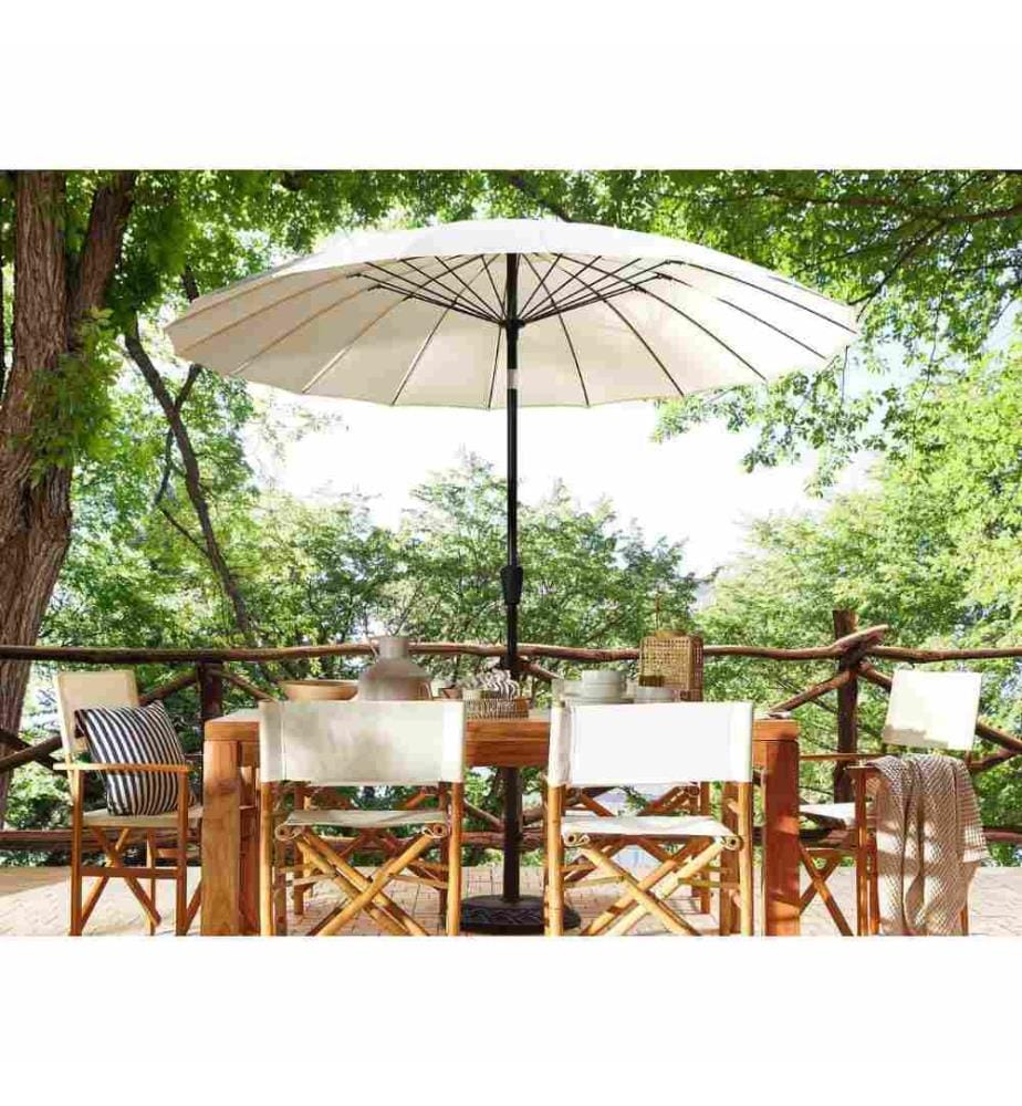 Parasol Beige Clair Pied en Aluminium Textile ? … | DeinDeal