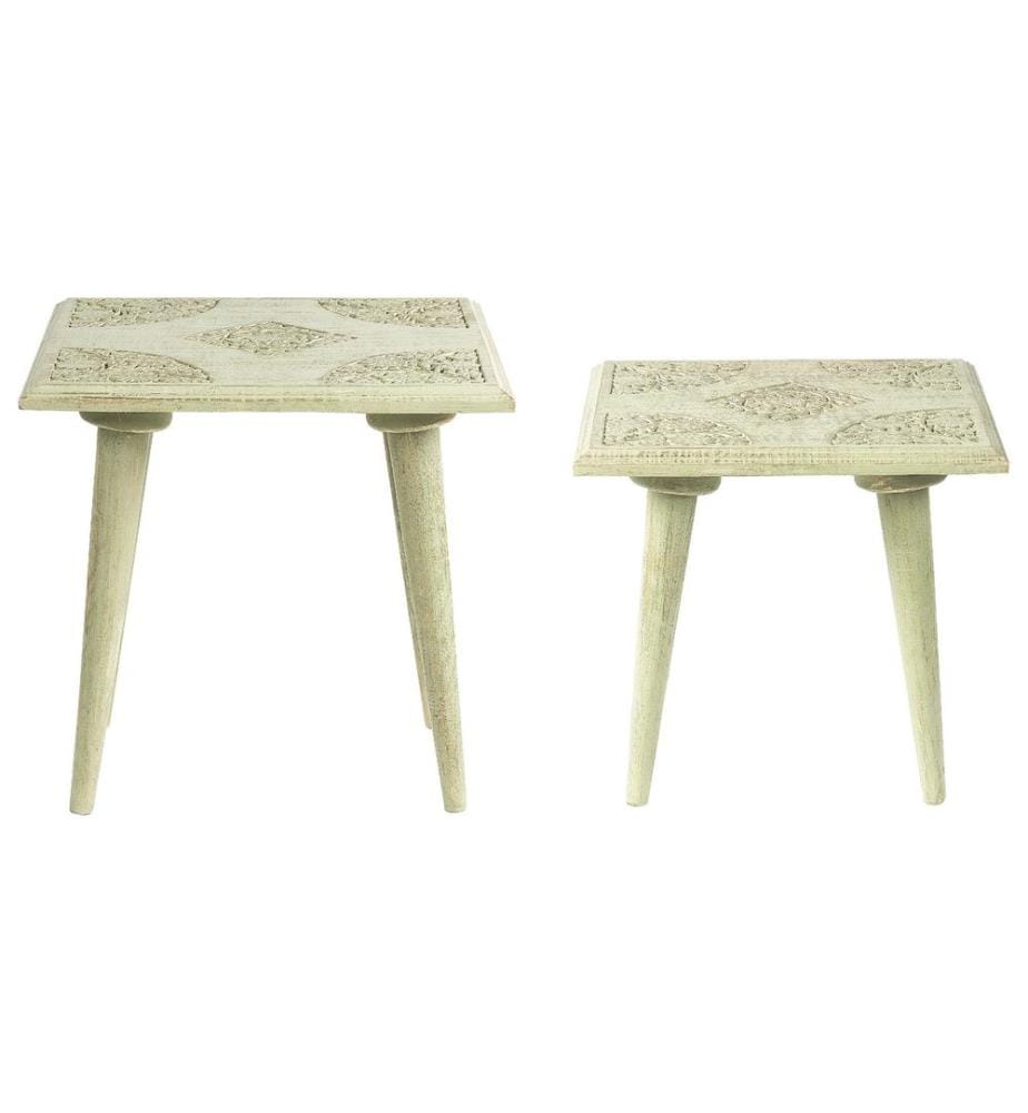 Tables d'Appoint Vert et Doré en Bois de Manguie… | DeinDeal