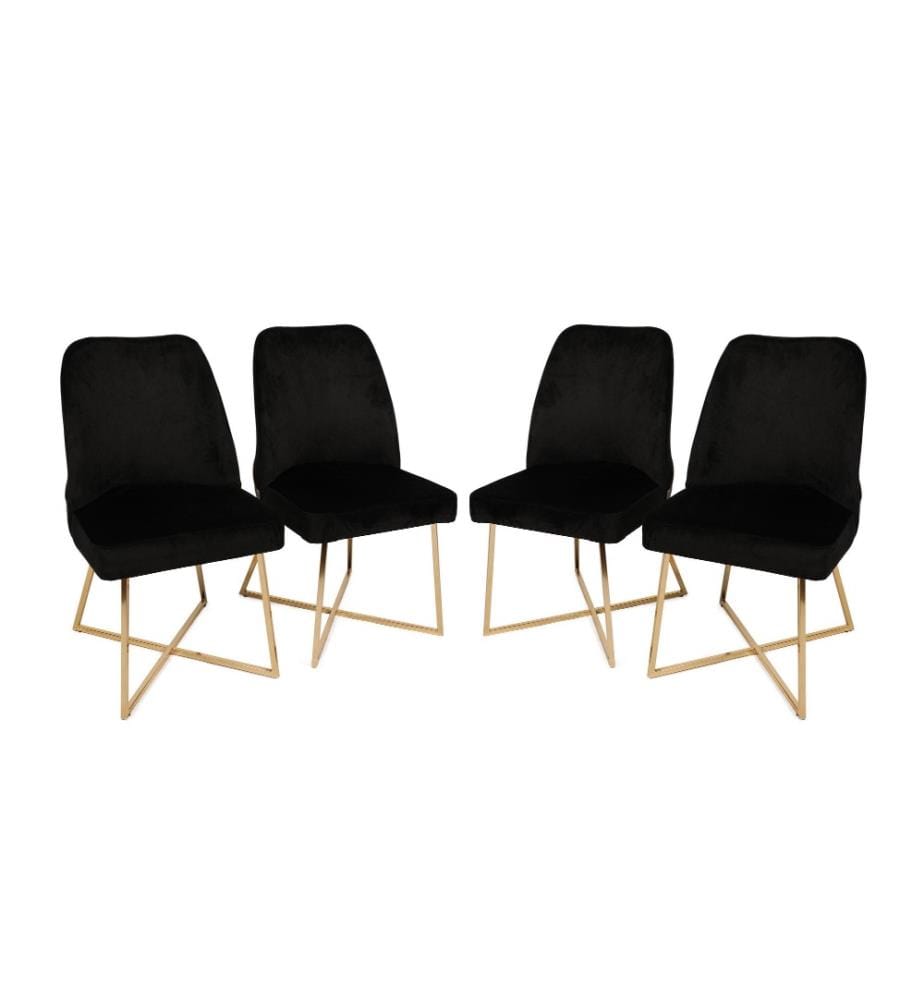 KALUNE DESIGN Stuhlset, 4 Teile, Gold Schwarz, M… | DeinDeal