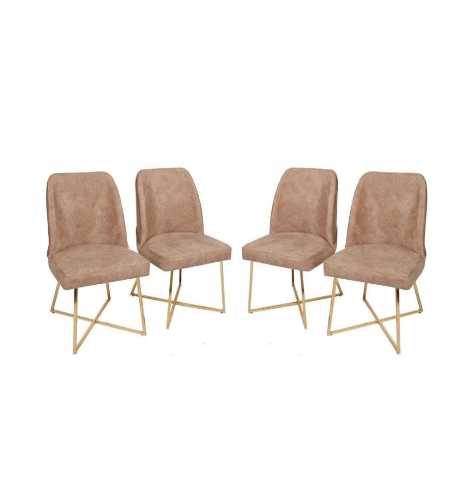 KALUNE DESIGN Chair Set, 4 Pieces, Gold Brown, M… | DeinDeal