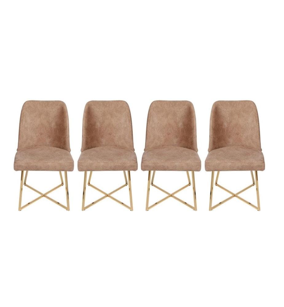 KALUNE DESIGN Chair Set, 4 Pieces, Gold Brown, M… | DeinDeal