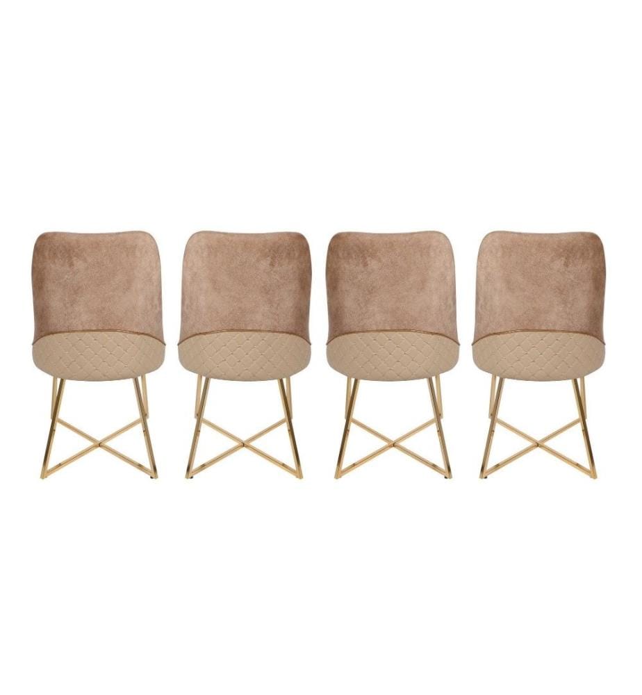 KALUNE DESIGN Chair Set, 4 Pieces, Gold Brown, M… | DeinDeal