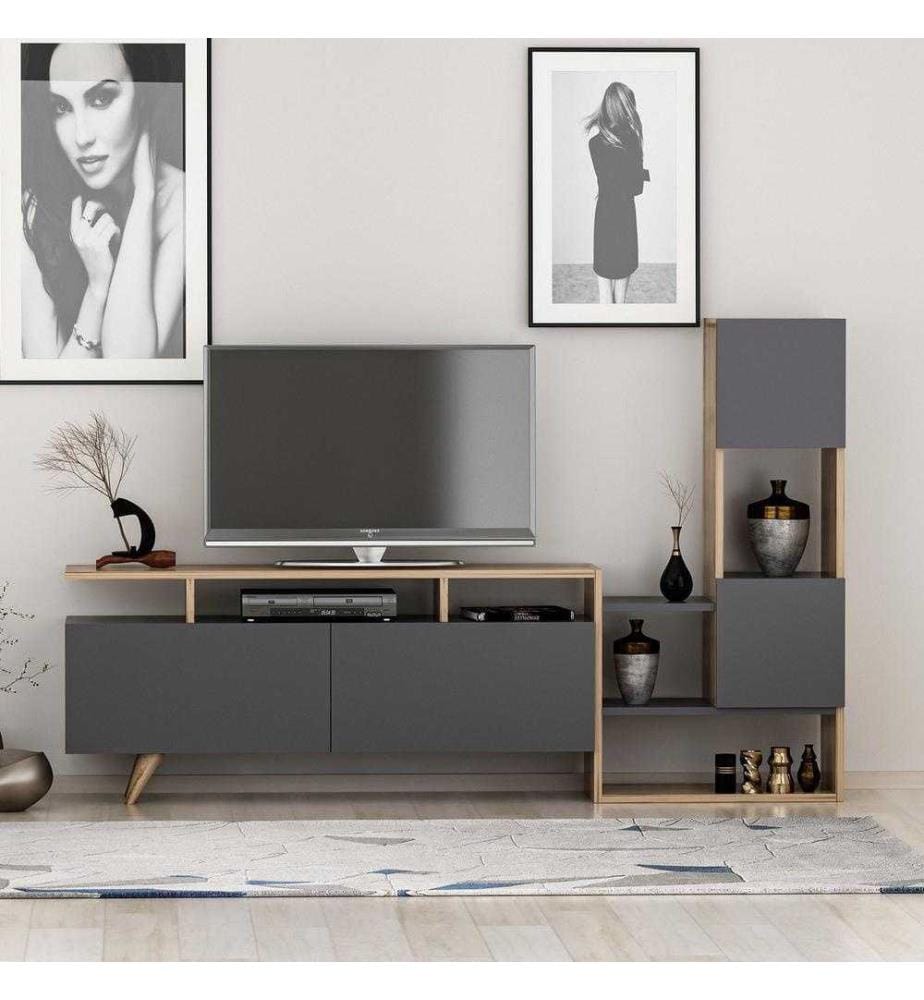 KALUNE DESIGN TV-Möbel, Nussbaum Anthrazit, Mela… | DeinDeal