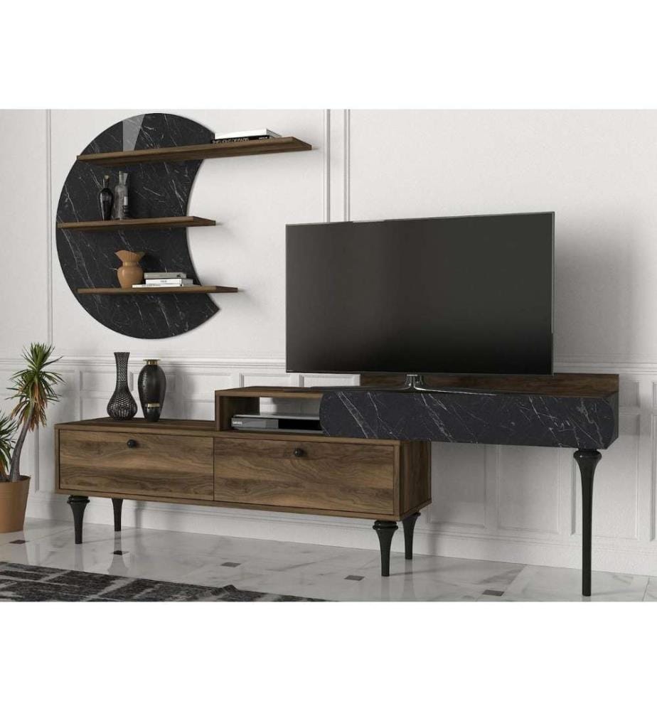 KALUNE DESIGN TV-Element, Nussbaum Schwarz, Mela… | DeinDeal