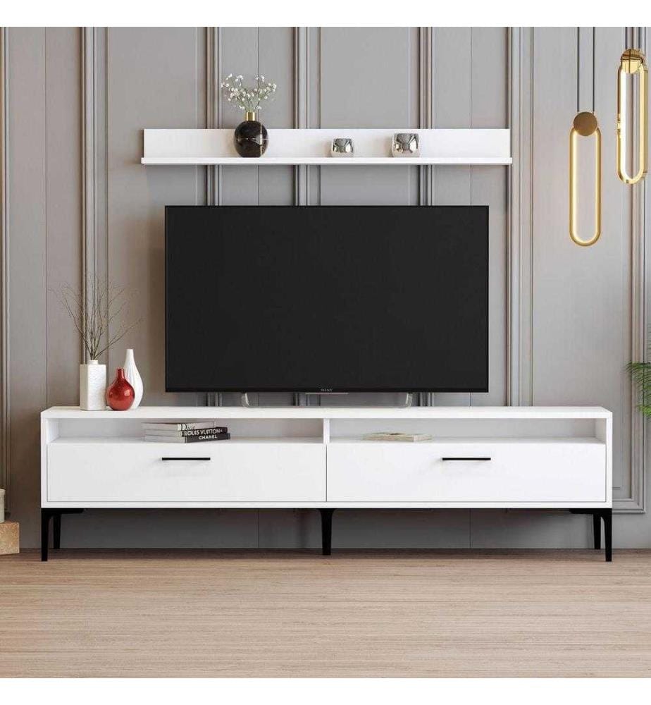KALUNE DESIGN TV Unit, White, Melamine Coated Pa… | DeinDeal