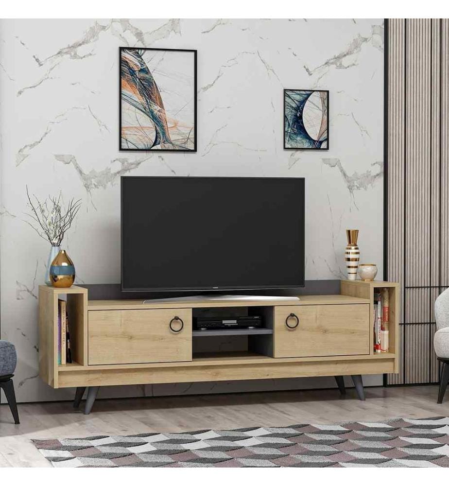 KALUNE DESIGN TV-Ständer, Eiche anthrazit, melam… | DeinDeal