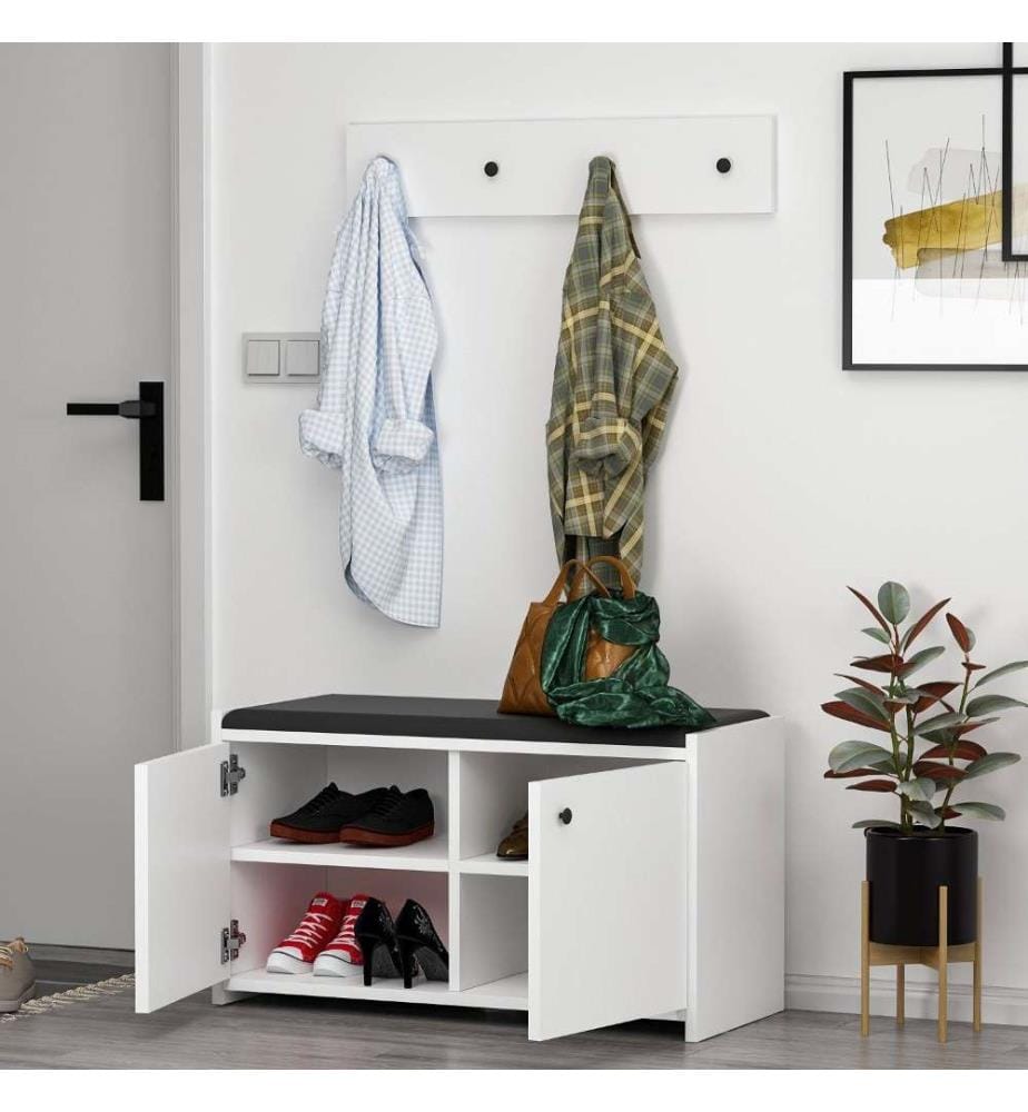 KALUNE DESIGN Shoe Cabinet, White, Melamine Coat… | DeinDeal