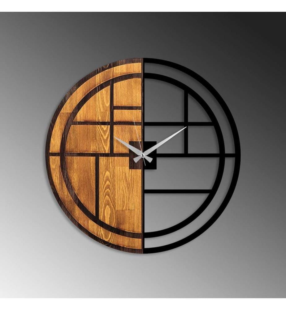 Wallity Decorative Wooden Wall Clock, Walnut Bla… | DeinDeal