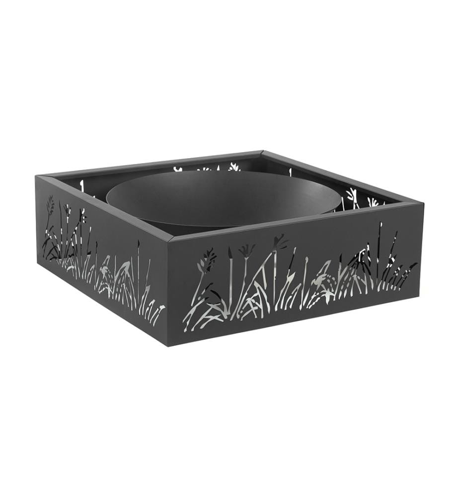 Square openwork metal brazier Beringa - Black | DeinDeal