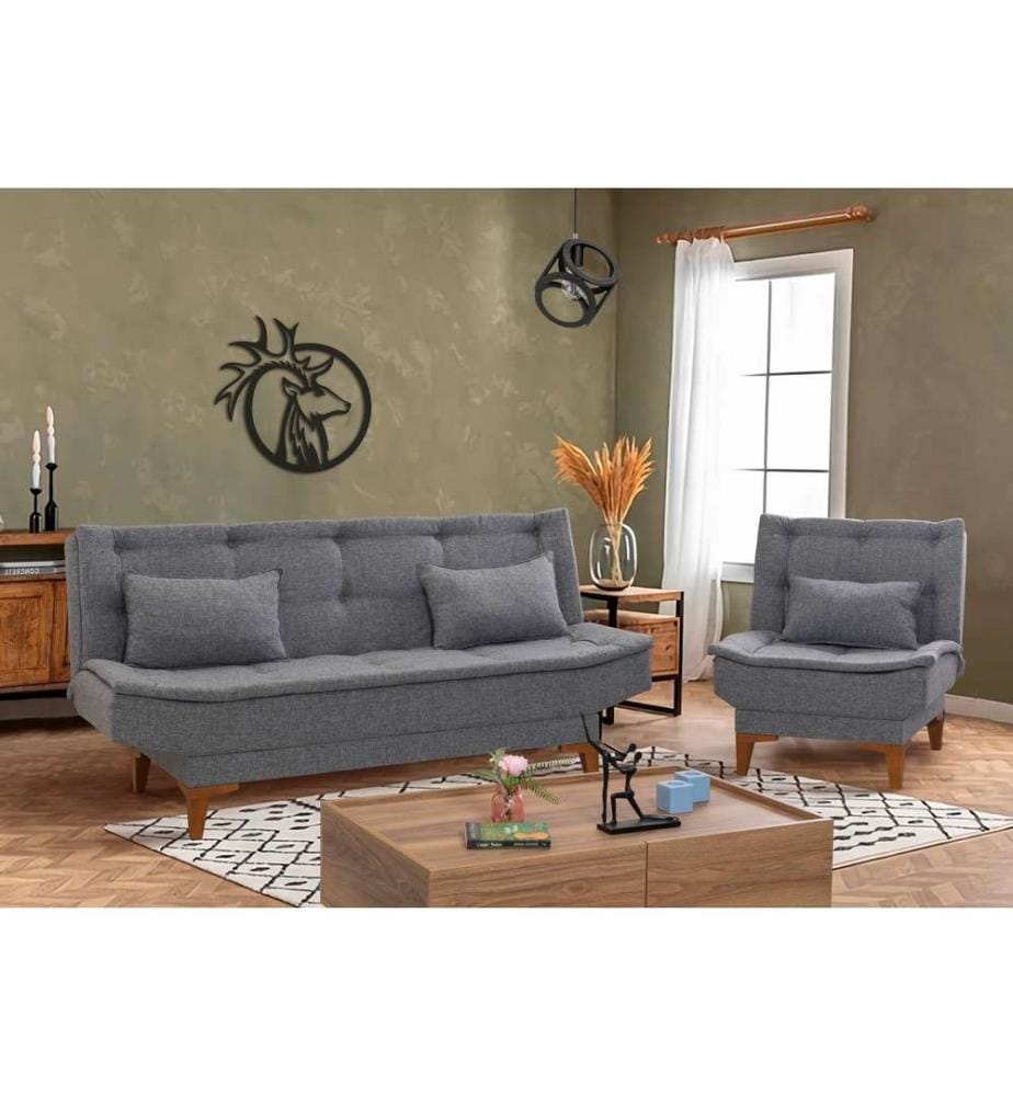 ATELIER DEL SOFA Sofa-Bed Set, Dark Grey, Beech … | DeinDeal