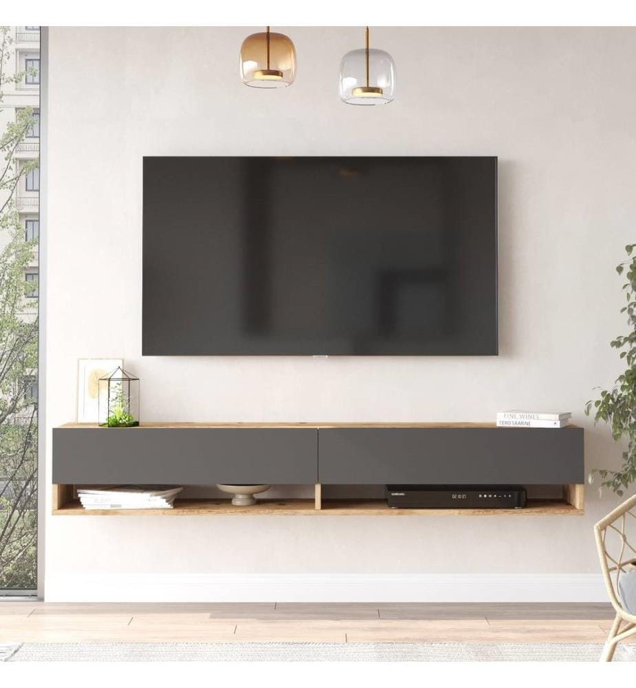 KALUNE DESIGN TV Stand, Atlantic Pine Anthracite… | DeinDeal