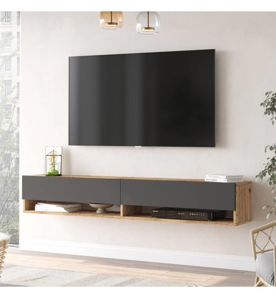KALUNE DESIGN TV Stand, Atlantic Pine Anthracite… | DeinDeal