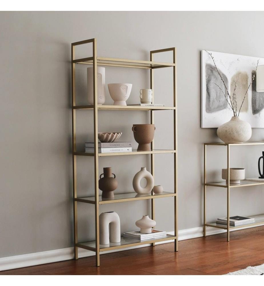 KALUNE DESIGN Bücherregal, Gold, gehärtetes Glas | DeinDeal