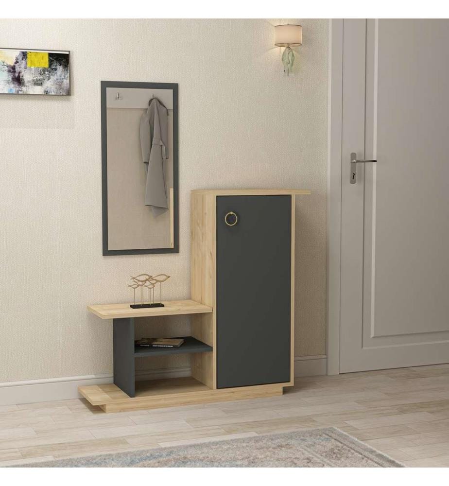 KALUNE DESIGN Dielenständer, Eiche anthrazit, me… | DeinDeal