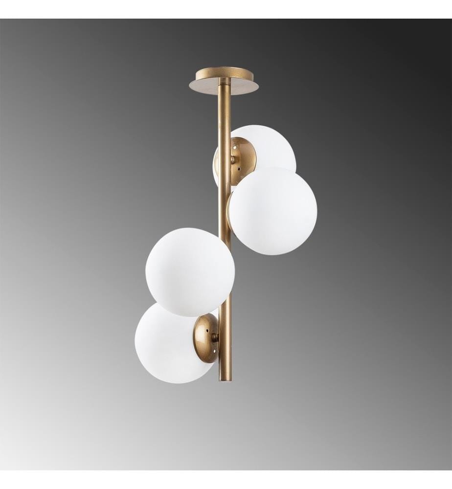 Opviq Chandelier, Gold, Metal Body, Glass Cap | DeinDeal