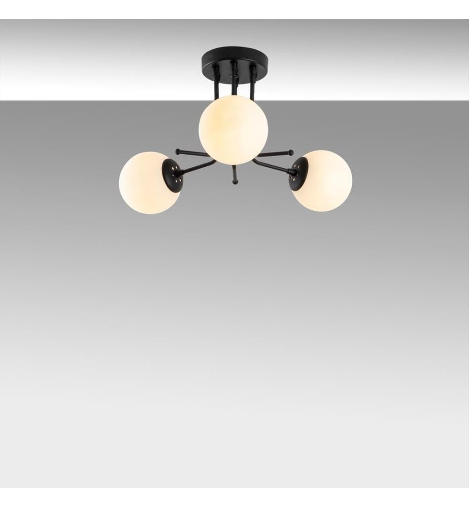 Opviq Chandelier, Black, Metal Body, Glass Cap | DeinDeal