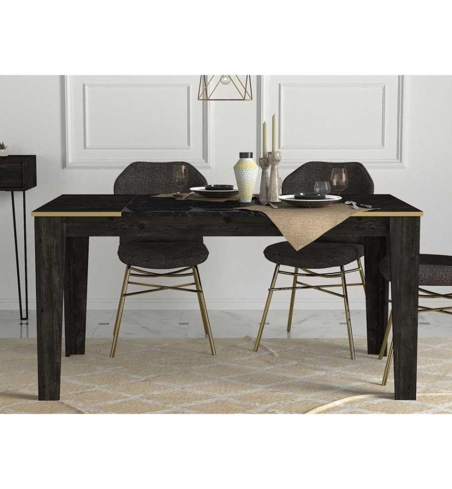 KALUNE DESIGN Dining Table, Black Gold, Melamine… | DeinDeal