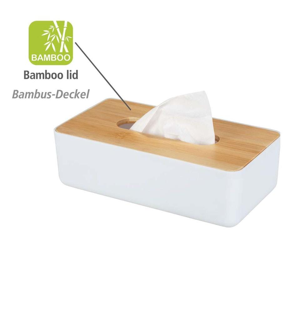 Wenko Rotello tissue box, white, Bamboo lid | DeinDeal