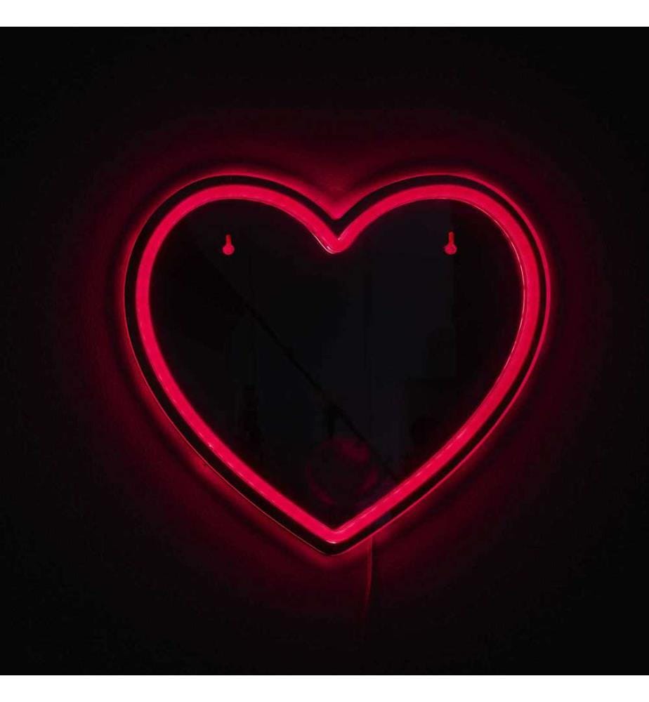 Heart Neon Effect Led Mirror - Red | DeinDeal