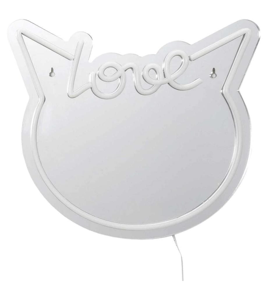 Kawaii Cat Neon Effect Led Mirror - Pink | DeinDeal