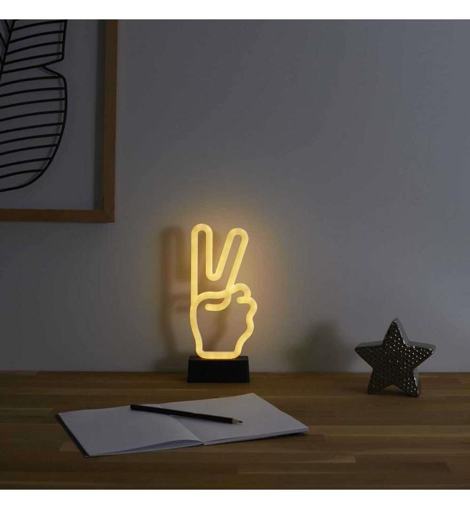 Led Lamp Neon Peace Effect with Batteries - White | DeinDeal