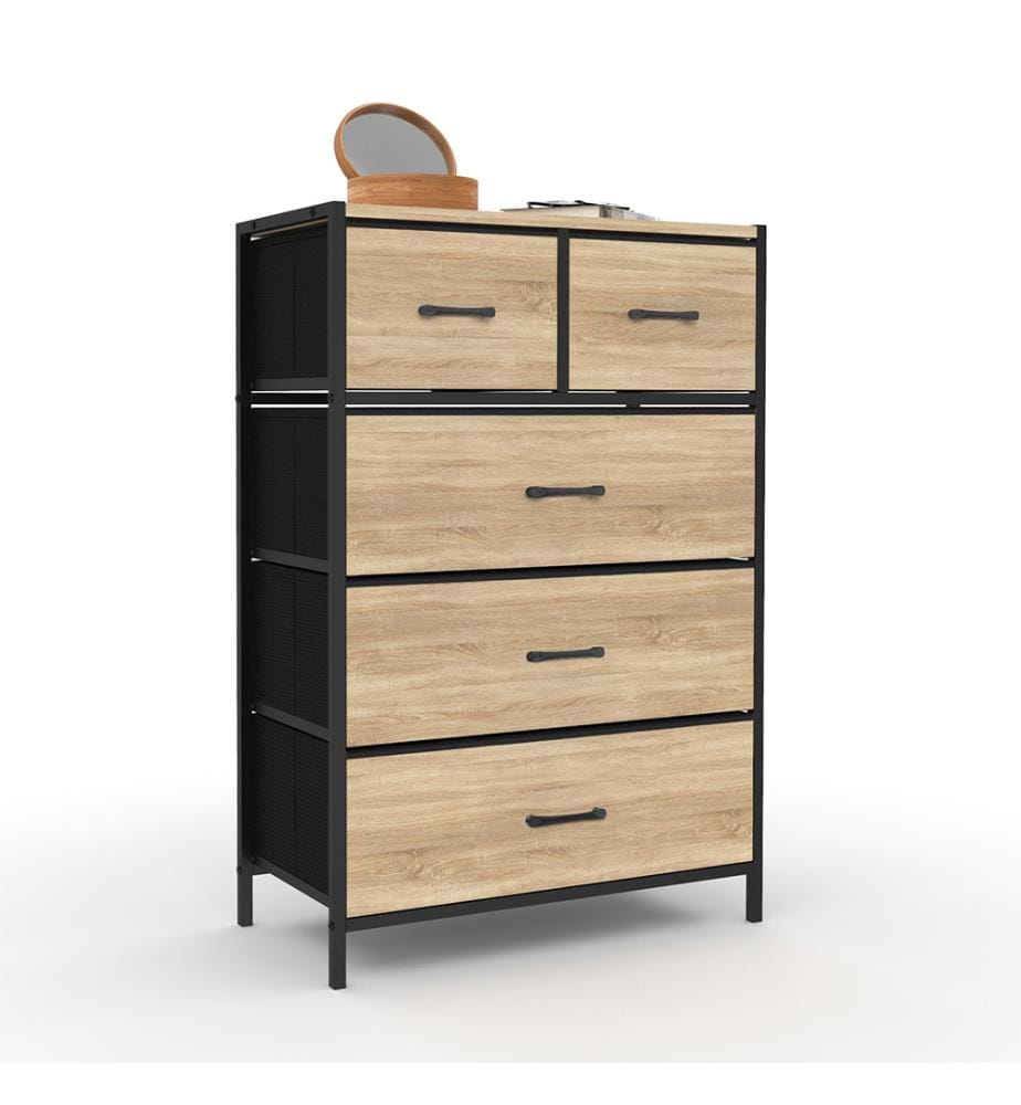 Idomya Kommode Iris 5 Schubladen - Braun und Sch… | DeinDeal