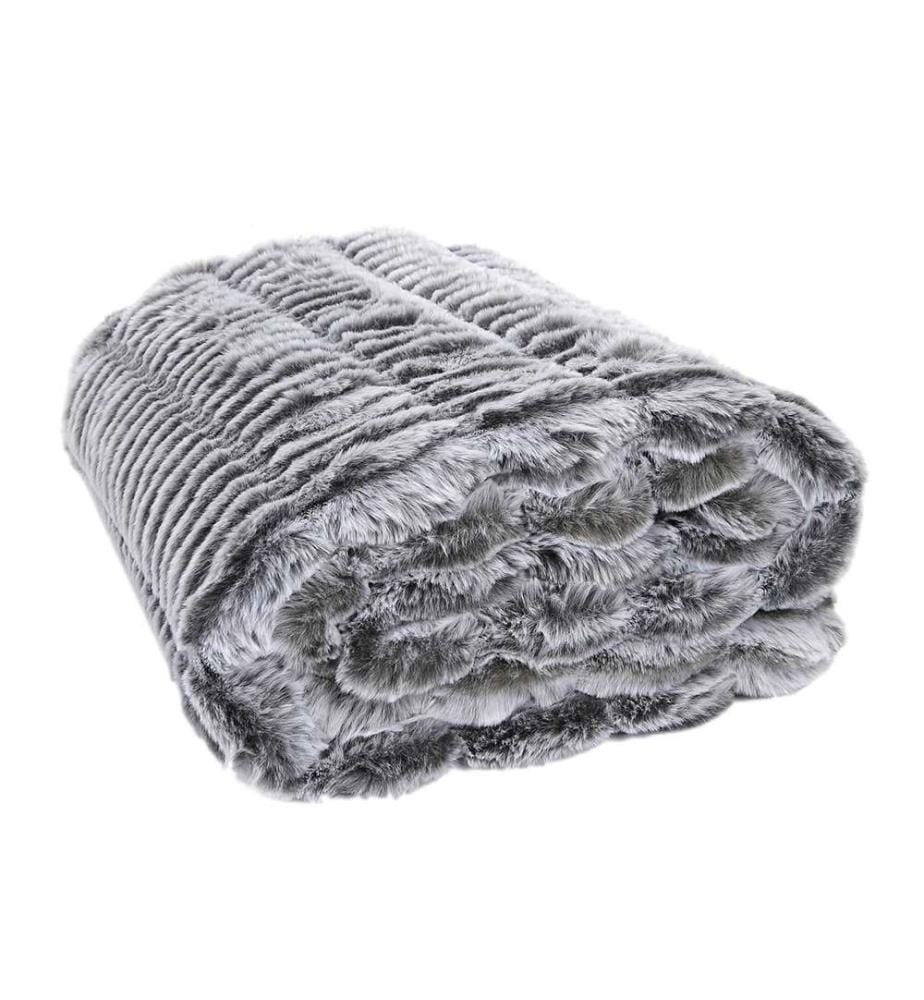 Grey Imitation Fur Throw Opulence 120 x 150 cm | DeinDeal