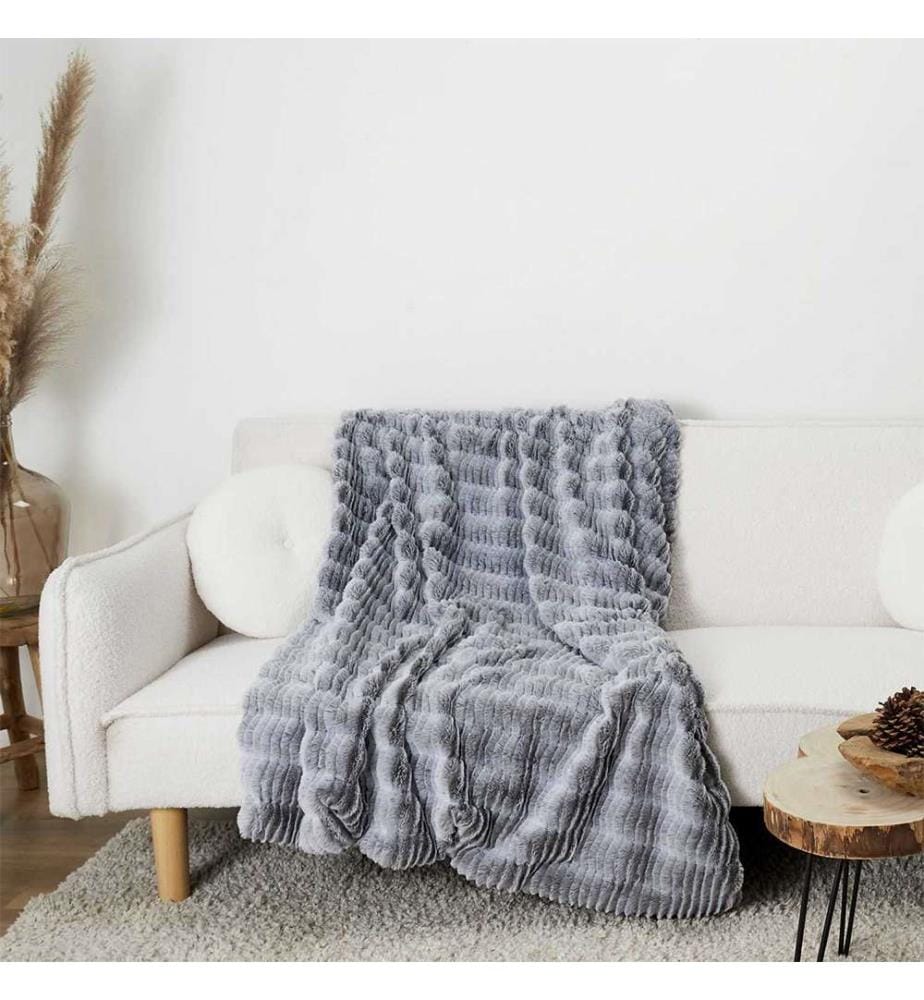 Grey Imitation Fur Throw Opulence 120 x 150 cm | DeinDeal