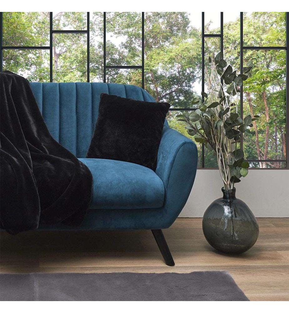 Opulence Imitation Fur Cushion - 40 x 40 cm - Bl… | DeinDeal