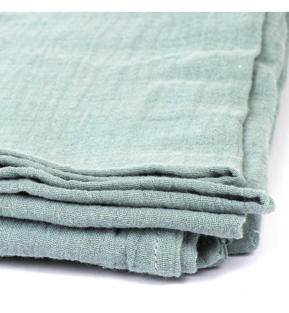 Plaid/Jete Gaze de Coton Vert Givre 120 x 150 cm | DeinDeal