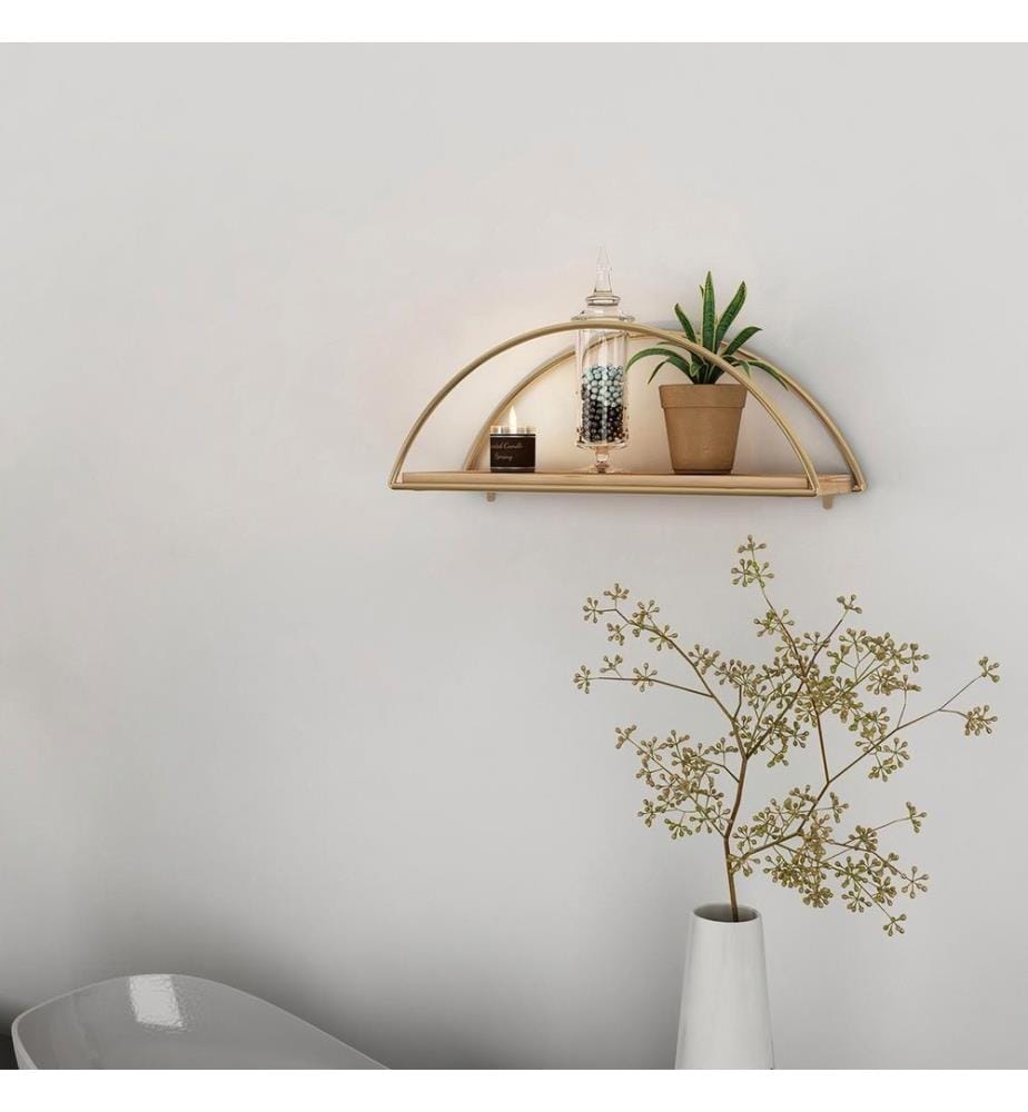 Homitis Wall Shelf, Gold Brown, Solid Wood | DeinDeal