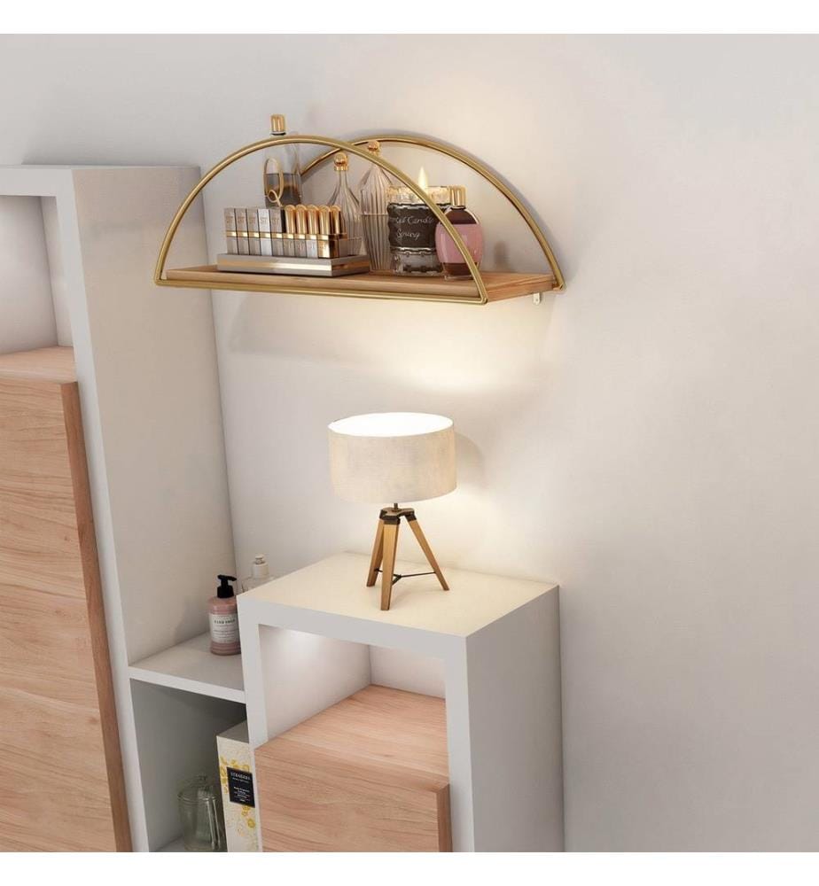 Homitis Wall Shelf, Gold Brown, Solid Wood | DeinDeal