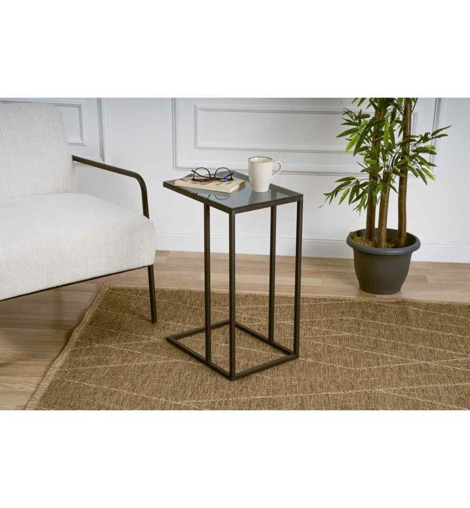 KALUNE DESIGN Side Table, Black, Smoked Glass, M… | DeinDeal