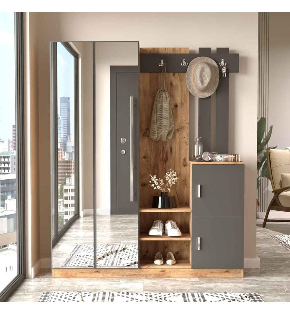 Homitis Hall Stand, Atlantic Pine Anthracite, Me… | DeinDeal