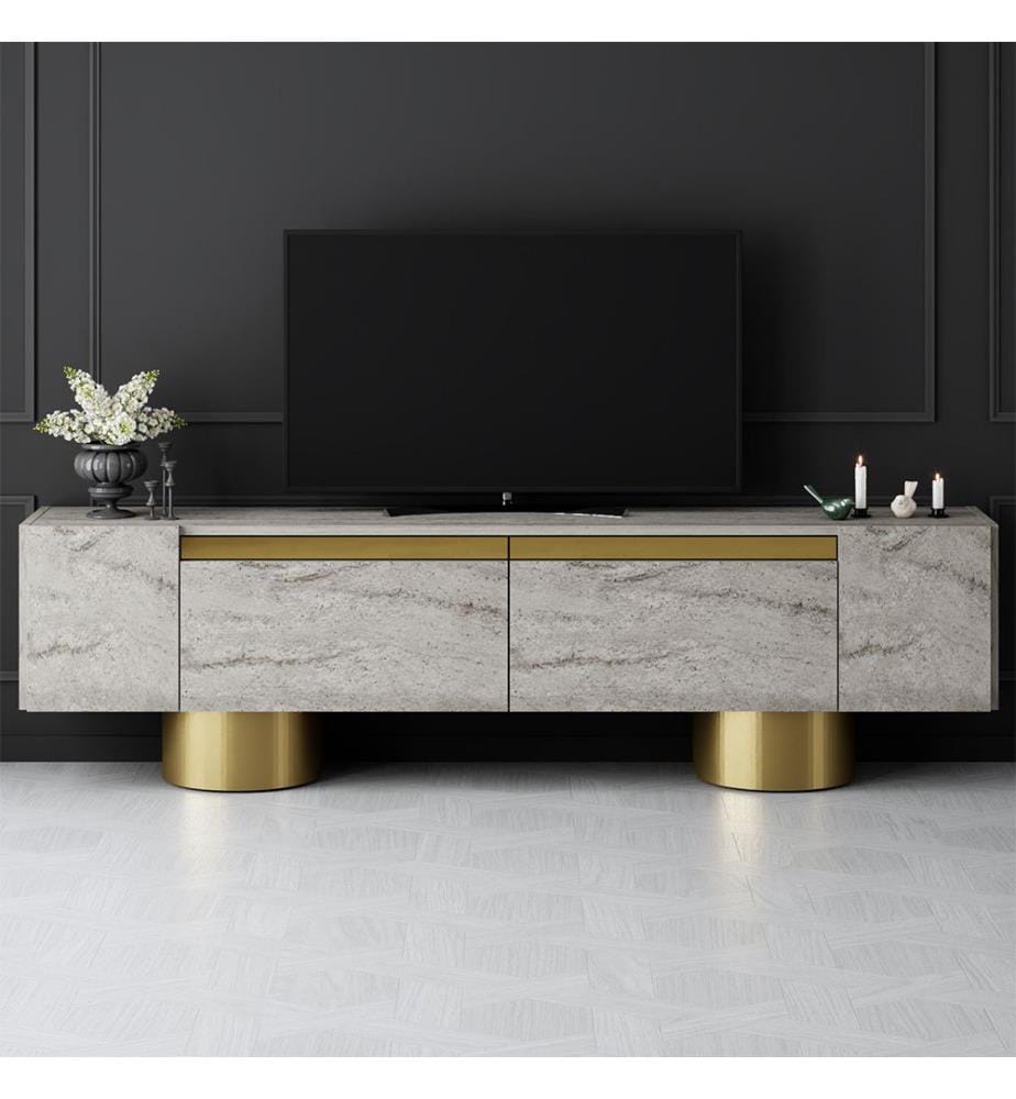 Homitis TV Stand - Travertine Gold | DeinDeal