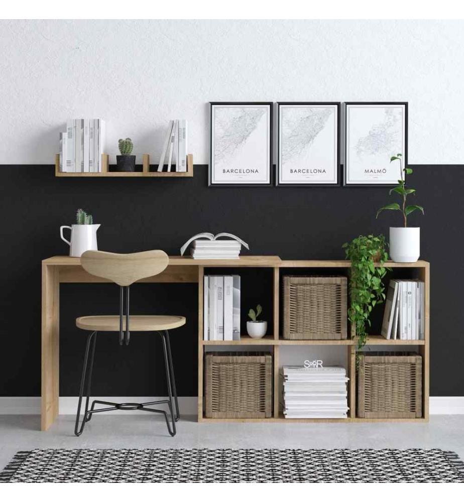 Homitis Study Desk, Oak, Melamine Coated Particl… | DeinDeal