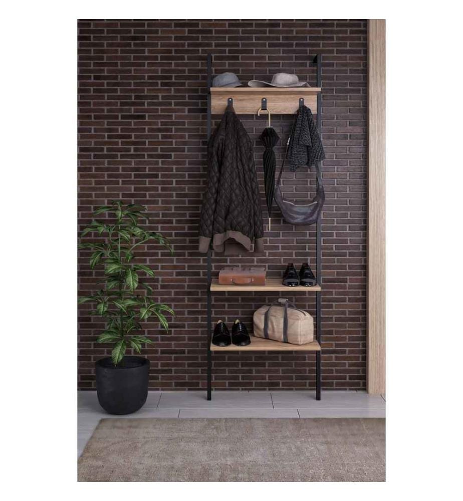 Homitis Hall Stand, Black, Melamine Coated Parti… | DeinDeal