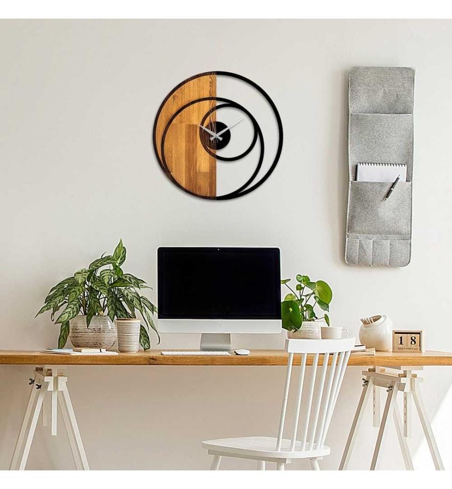 Wallity Decorative Wooden Wall Clock, Walnut Bla… | DeinDeal