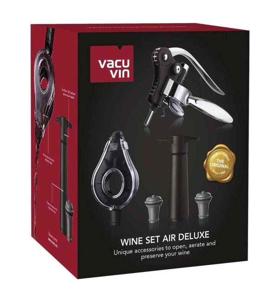 Coffret à Vin 5 Pièces - Noir et Argenté Vacu Vin | DeinDeal