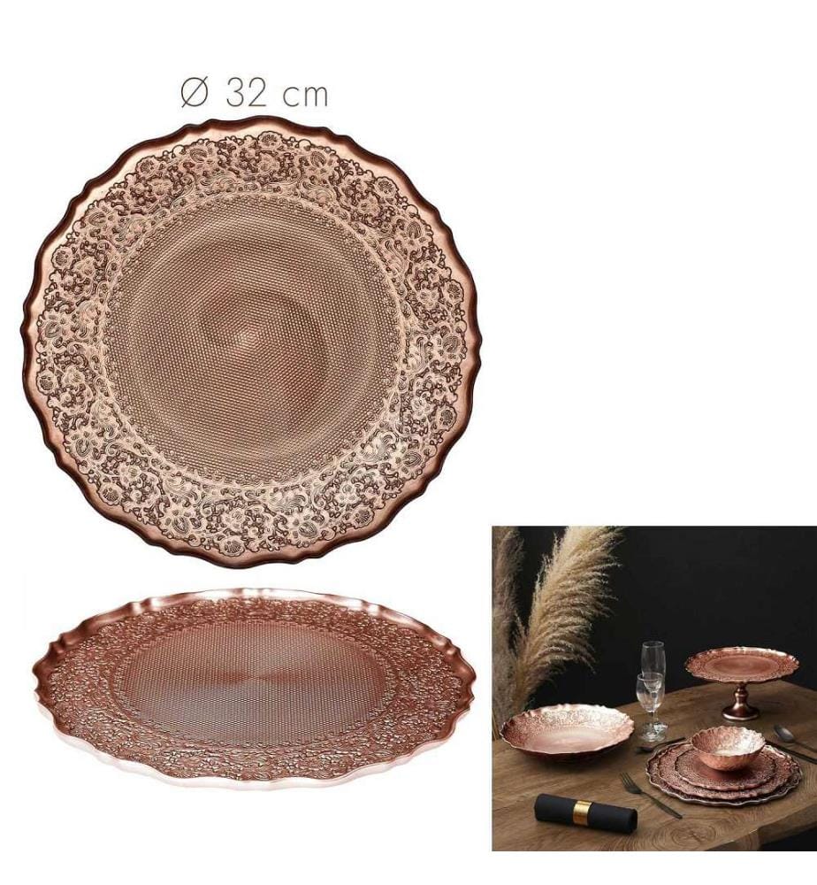 Set of 6 glass plates 32 cm - Copper | DeinDeal