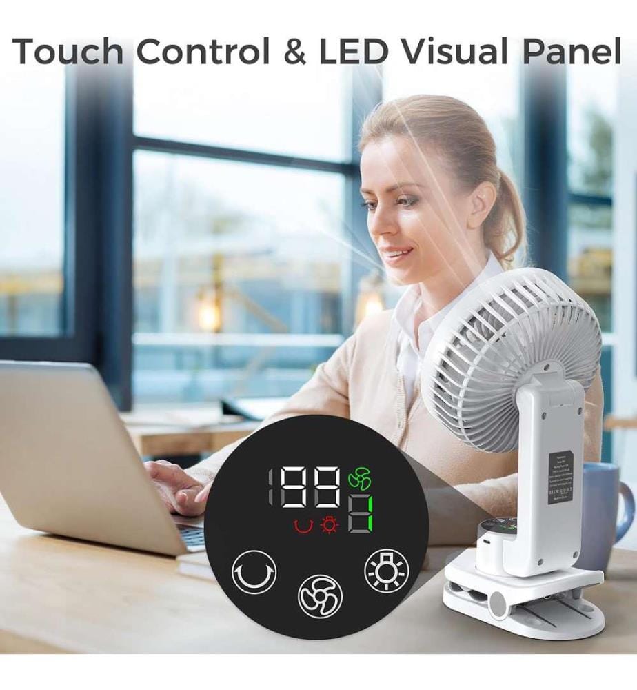 Clip On Fan Battery Operated 5000mAh - White | DeinDeal