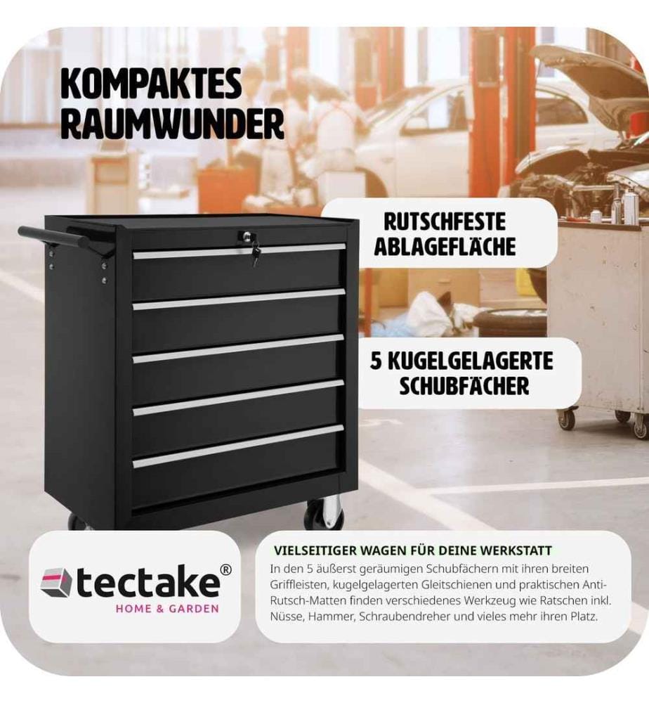 TecTake Tool Chest - with wheels, 5 drawers, cen… | DeinDeal