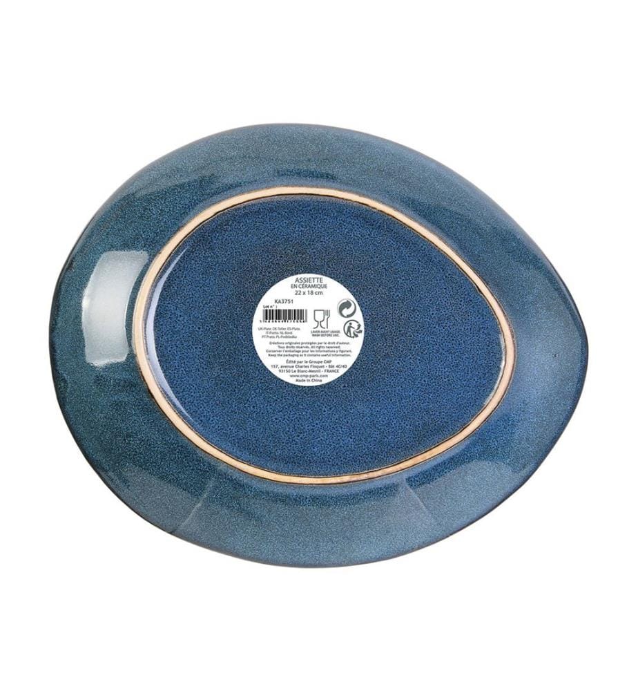 Set of 6 Pebble Plates 22 x 18 cm - Blue | DeinDeal
