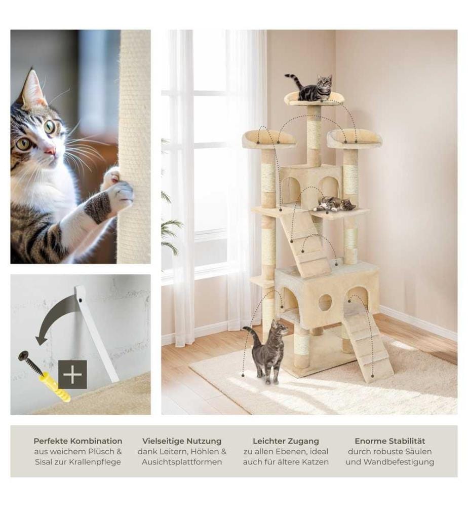 TecTake Cat Tree Mogli - 170 cm, sisal cat scrat… | DeinDeal