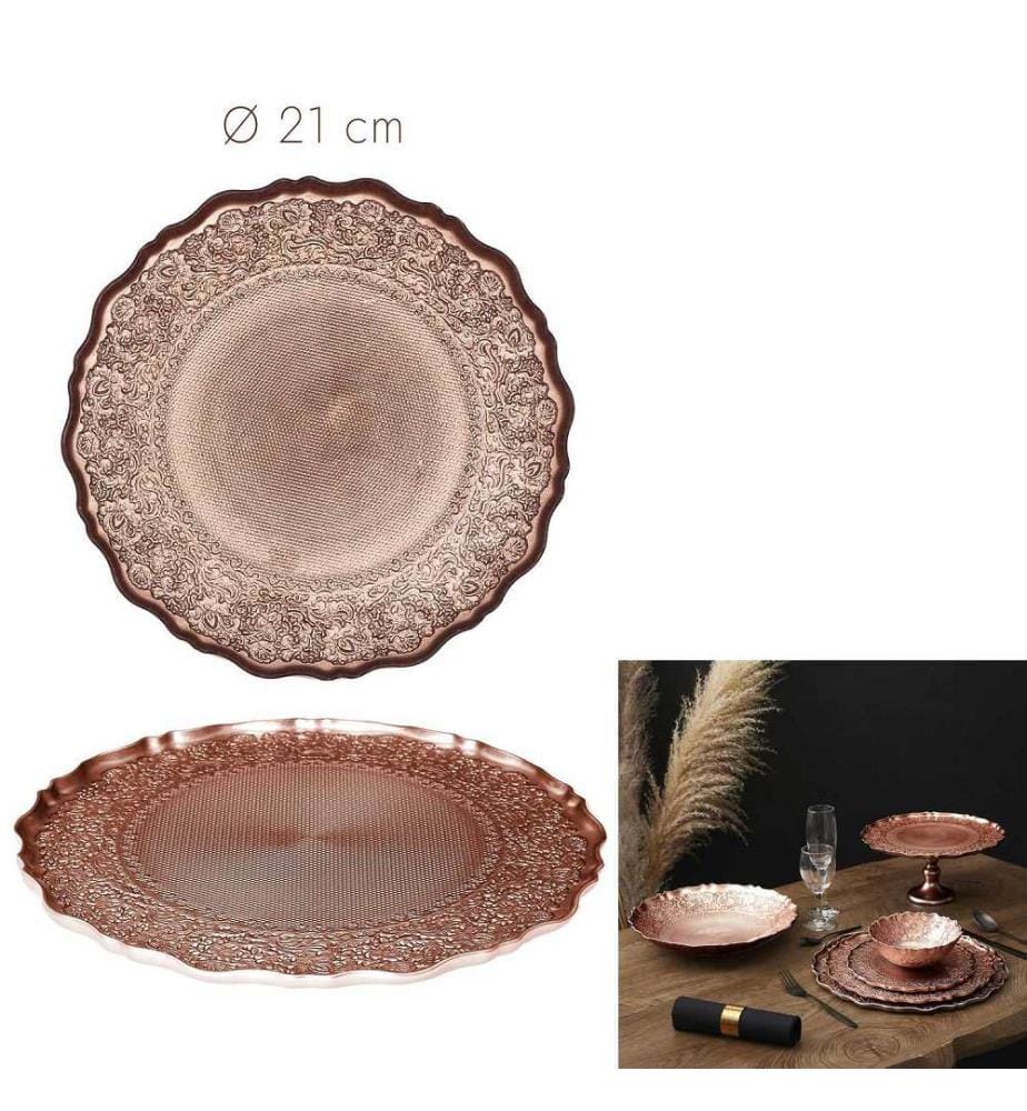 Set of 6 glass plates 21 cm - Copper | DeinDeal