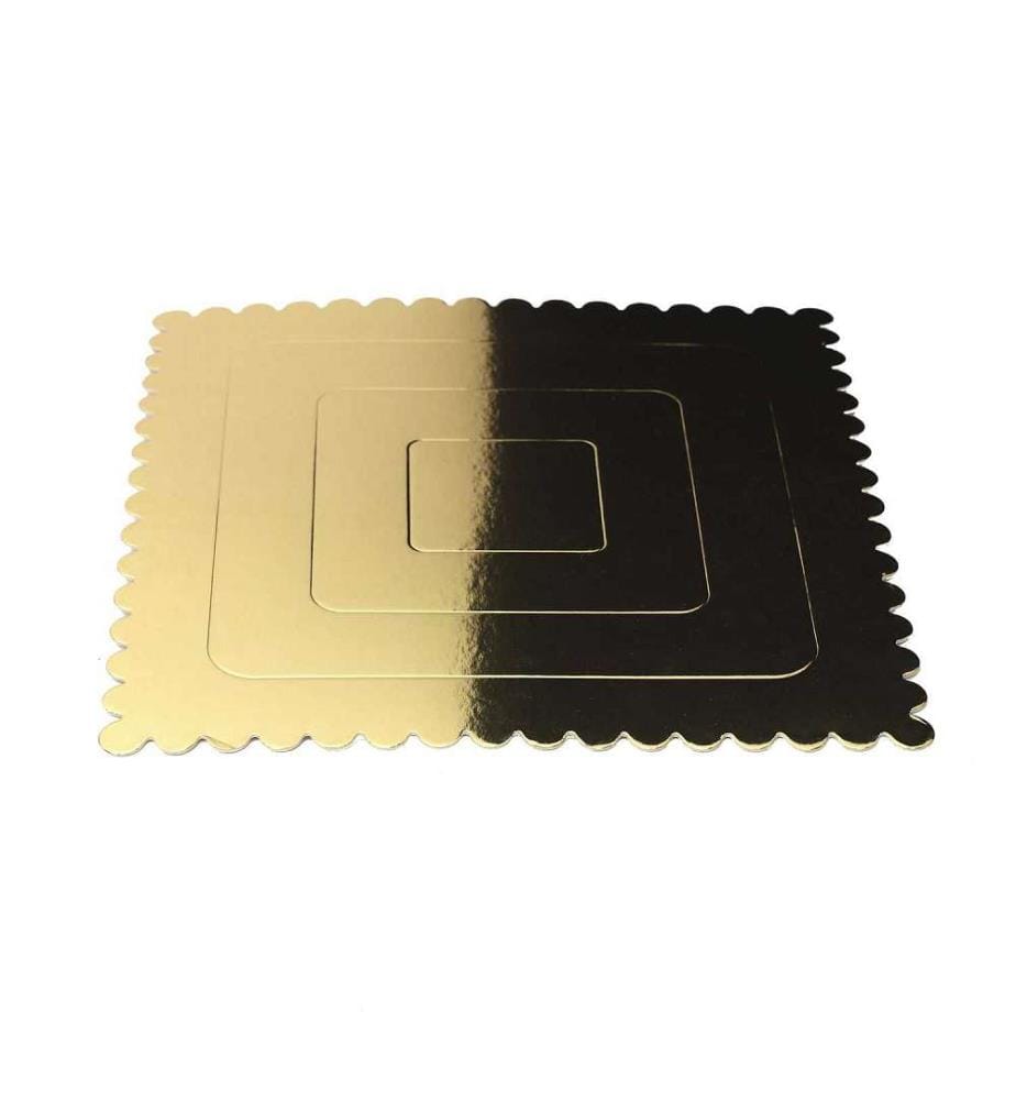 Set of 2 Square Cake Stands 25cm - Golden | DeinDeal